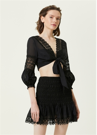 Charo Ruiz Kadın Siyah Dantel Garnili Beli Bağcıklı Bluz Xs Eu Charo Ruiz Kadın Siyah Dantel Garnili Beli Bağcıklı Bluz Xs Eu