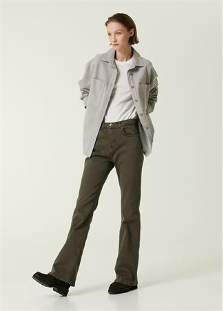 Beymen Collection Kadın Haki Bol Paça Jean Pantolon 34