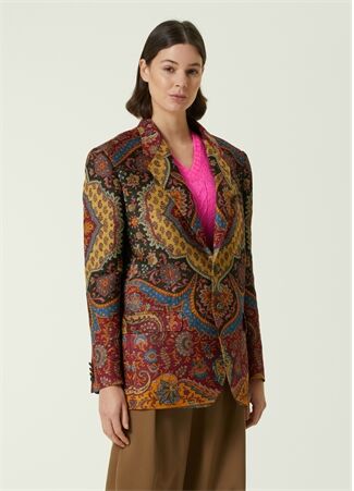 Etro Kadın Kelebek Yaka Şal Desenli Ceket 40 IT