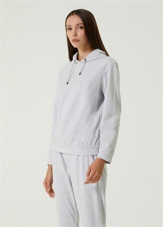 Brunello Cucinelli Kadın Gri Kapüşonlu Sweatshirt XS EU