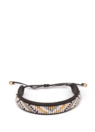 Beadberry Kadın Colorblocked Boncuklu Deri Bileklik EU