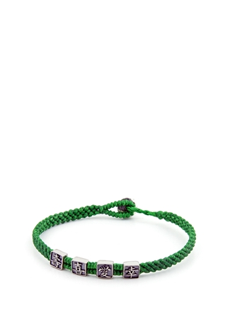Boga Erkek Long Life Yeşil Makrame Gümüş Rengi Bileklik EU Boga Erkek Long Life Yeşil Makrame Gümüş Rengi Bileklik EU
