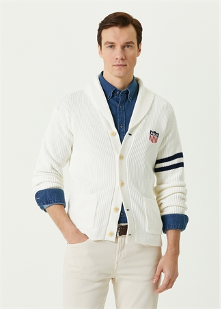 Polo Ralph Lauren Erkek Ekru Logo Patchli Şerit Detaylı Triko Hırka Bej S EU Polo Ralph Lauren Erkek Ekru Logo Patchli Şerit Detaylı Triko Hırka Bej S EU
