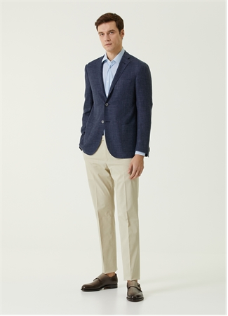 Corneliani Erkek Lacivert Kelebek Yaka Yün Ceket 52 IT Corneliani Erkek Lacivert Kelebek Yaka Yün Ceket 52 IT