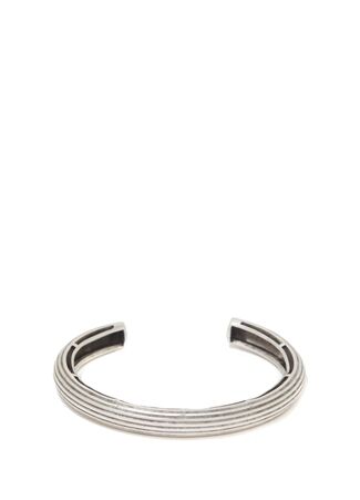 Academia Kadın Çizgi Dokulu Kelepçe Form Bilezik Gri EU