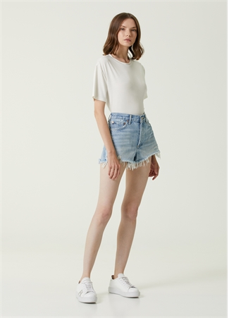 Agolde Kadın Parker Yıpratmalı Jean Şort Mavi 26 US