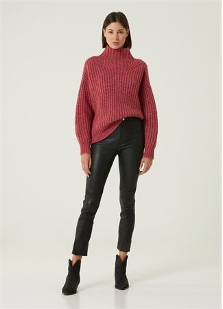 Isabel Marant Kadın Ajuliko Slim Fit Siyah Deri Pantolon 36 FR