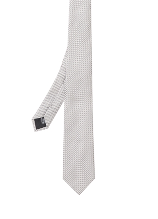 Lanvin Erkek Silver Mikro Desenli İpek Kravat Gri Eu