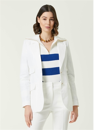 Beymen Collection Kadın Beyaz Kırlangıç Yaka Cepli Keten Ceket 42 Eu Beymen Collection Kadın Beyaz Kırlangıç Yaka Cepli Keten Ceket 42 Eu