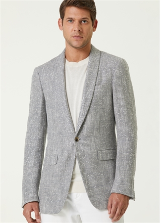 Pal Zileri Erkek Gri Şal Yaka Tweed Dokulu İpek Ceket 48 IT Pal Zileri Erkek Gri Şal Yaka Tweed Dokulu İpek Ceket 48 IT
