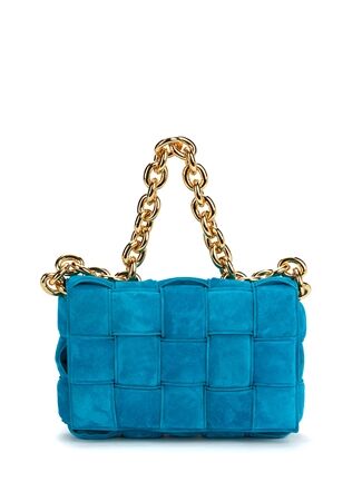 Bottega Veneta Kadın Mavi Örgü Dokulu Deri Omuz Çantası EU