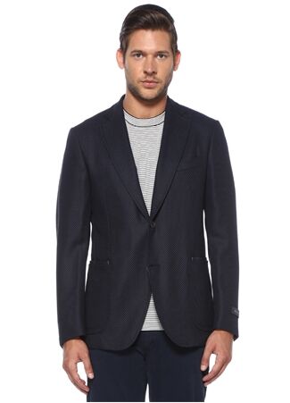 Pal Zileri Erkek Lacivert Kelebek Yaka Petek Dokulu Yün Ceket Mavi 50 IT