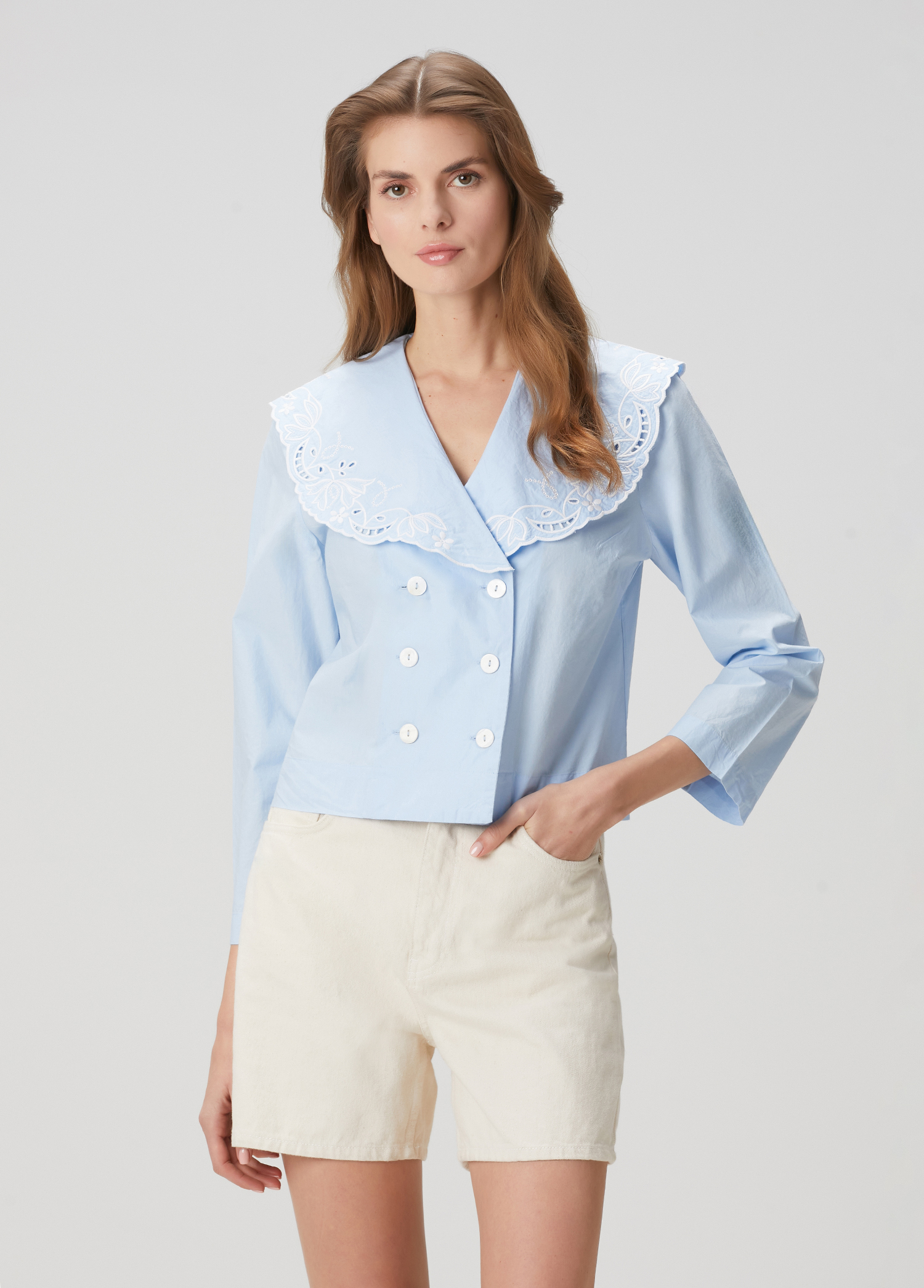 Rixo Mavi Kadın Elettrice Mavi Kruvaze Bluz 1715291 | Beymen