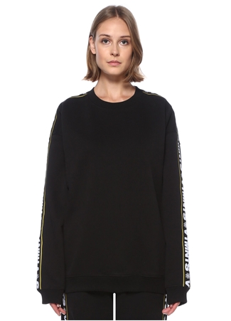 VETEMENTS Kadın Siyah Logo Şeritli Sweatshirt M EU VETEMENTS Kadın Siyah Logo Şeritli Sweatshirt M EU