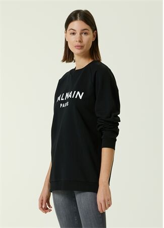 Balmain Kadın Siyah Logo Baskılı Sweatshirt S EU