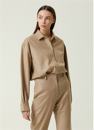 Toteme Kadın Camel Yün Gömlek Bej 38 IT Toteme Kadın Camel Yün Gömlek Bej 38 IT