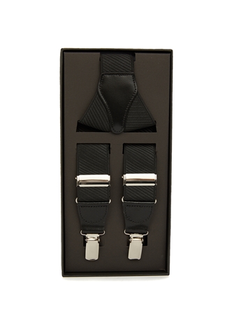 Beymen Collection Erkek Siyah Çizgi Dokulu Pantolon Askısı EU IT Beymen Collection Erkek Siyah Çizgi Dokulu Pantolon Askısı EU IT