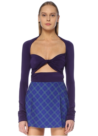 Cup of Stars Kadın Bronco Mor Dekolteli Uzun Kol Body 38 EU