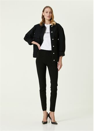 Givenchy Kadın 4G Siyah Logo Jakarlı Tayt L EU