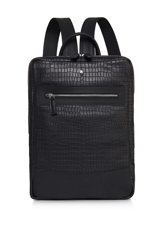 AtolyeWolf Erkek Siyah Krokodil Dokulu Deri Sırt Çantası EU