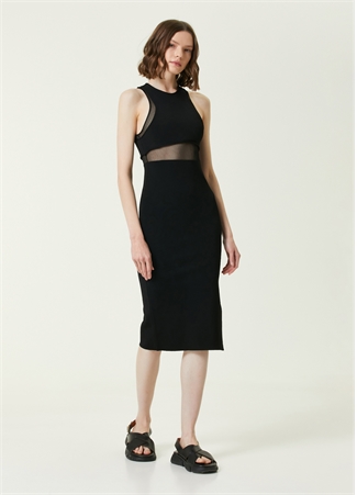 Stella Mccartney Kadın Siyah Detaylı Midi Elbise 40 It Stella Mccartney Kadın Siyah Detaylı Midi Elbise 40 It