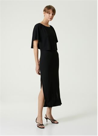 Beymen Club Kadın Siyah Midi Jersey T-shirt Elbise XS Beymen Club Kadın Siyah Midi Jersey T-shirt Elbise XS