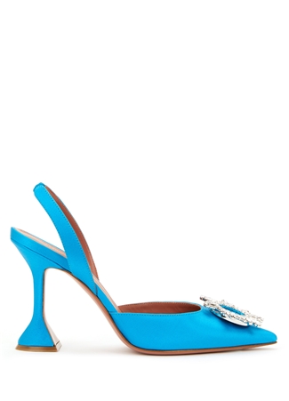 Amina Muaddi Kadın Begum Mavi Taşlı Topuklu Ayakkabı 36 EU