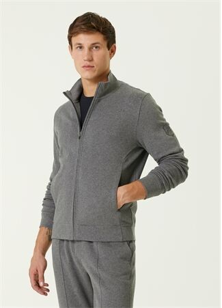 Corneliani Erkek Gri Logolu Sweatshirt 50 IT