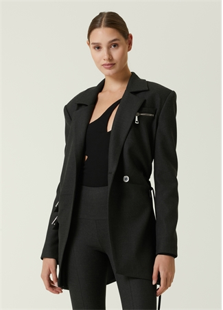 Ceren Ocak Kadın Koyu Gri Kruvaze Ceket 38 EU