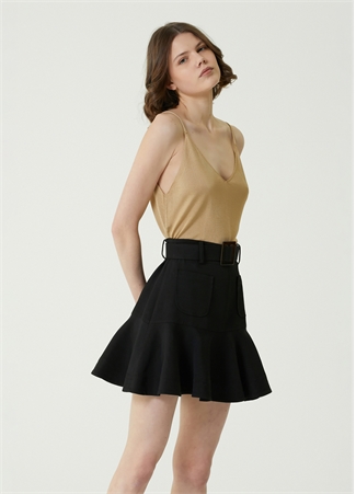 Network Kadın Camel V Yaka Askılı Triko Kahverengi S EU