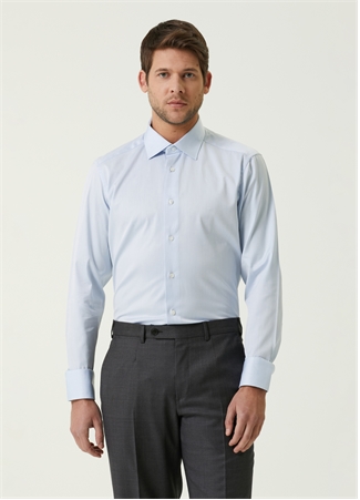 Zegna Erkek Mavi Modern Yaka Gömlek 40 IT Zegna Erkek Mavi Modern Yaka Gömlek 40 IT