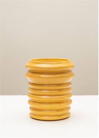 Vibe Sarı Silindir Formlu Seramik Mum