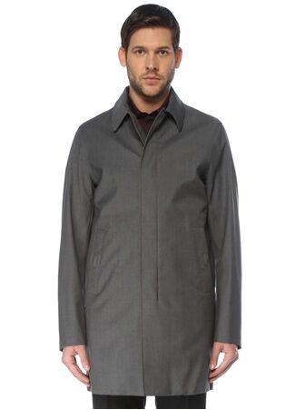 Pal Zileri Erkek Gri Polo Yaka Yün Yağmurluk 46 IT