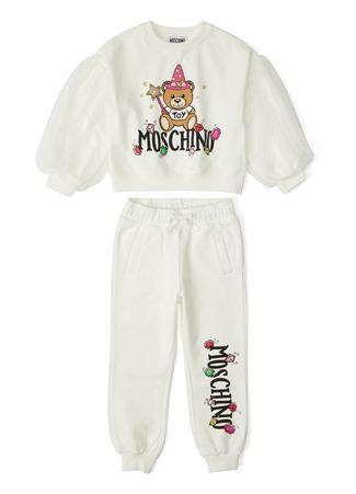 Moschino Çocuk Beyaz Logo Baskılı Eşofman Takımı 2 Yaş EU