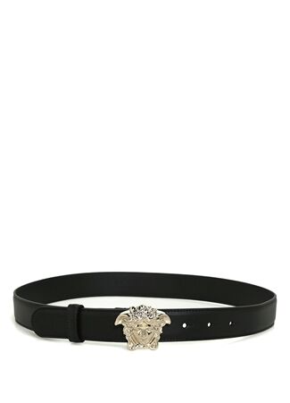 Versace Kadın Siyah Medusa Tokalı Deri Kemer 75 EU