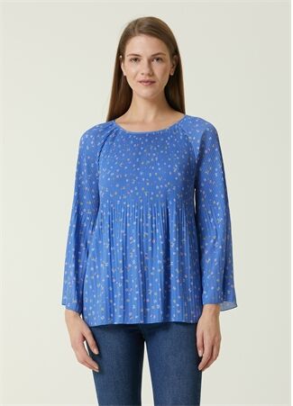 Beymen Club Kadın Mavi Çiçek Desenli Şifon Bluz S