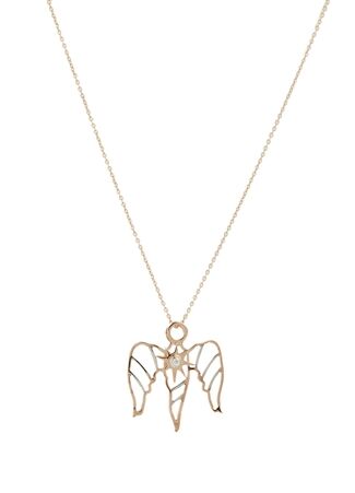 Collection Kadın Pırlanta Detaylı Altın Rengi Kolye EU