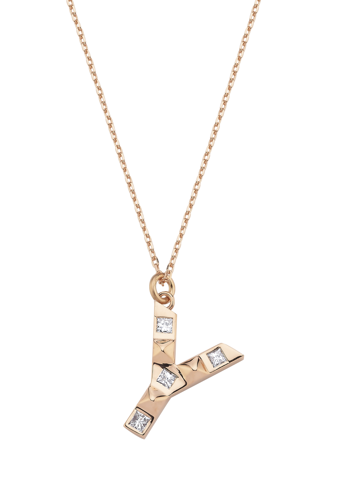 Dime Tribe - Diamond Detail Womens Gold Necklace