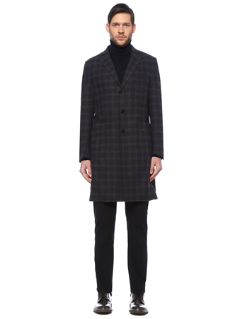 Palzileri Lab Erkek Siyah Kelebek Yaka Ekose Desenli Yün Palto 46 IT Palzileri Lab Erkek Siyah Kelebek Yaka Ekose Desenli Yün Palto 46 IT