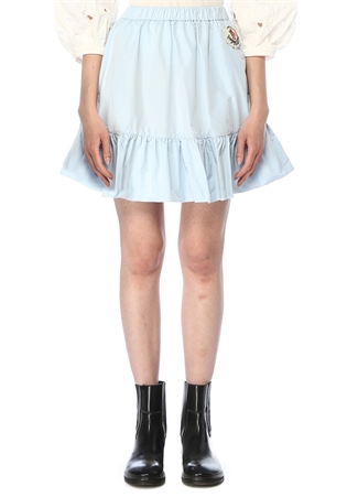 Moncler Genius Kadın Mavi Fırfır Detaylı Mini Etek 40 IT