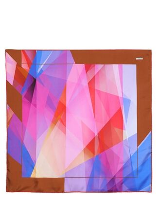 Beymen Kadın Geometrik Desenli Logolu 90x90 cm İpek Eşarp Mor EU