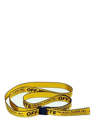 Off-White Kadın Siyah Sarı Logo Jakarlı Kemer EU