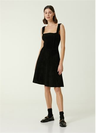 Sandro Kadın Siyah Mini Şönil Elbise 34 FR