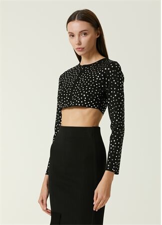 Etty & Jacques Kadın Siyah Trok Detaylı Crop Hırka S EU Etty & Jacques Kadın Siyah Trok Detaylı Crop Hırka S EU