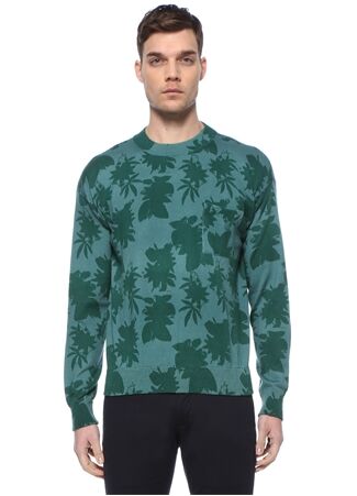 Palzileri Lab Erkek Turkuaz Palmiye Desenli Kazak Mavi 50 IT