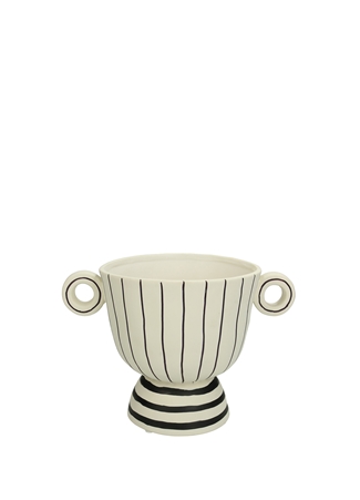 Kersten Siyah Beyaz Çizgili Seramik Vazo Kersten Siyah Beyaz Çizgili Seramik Vazo