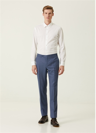 Canali Erkek Mavi Boru Paça Yün Pantolon 48 IT Canali Erkek Mavi Boru Paça Yün Pantolon 48 IT