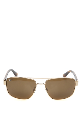 Ray-Ban Erkek Kahverengi Kare Formlu Güneş Gözlüğü Altın Rengi 60 EU