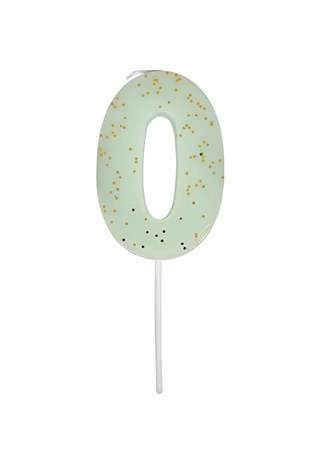 Meri Yeşil Benek Desenli 0 Formlu Mum Meri Yeşil Benek Desenli 0 Formlu Mum