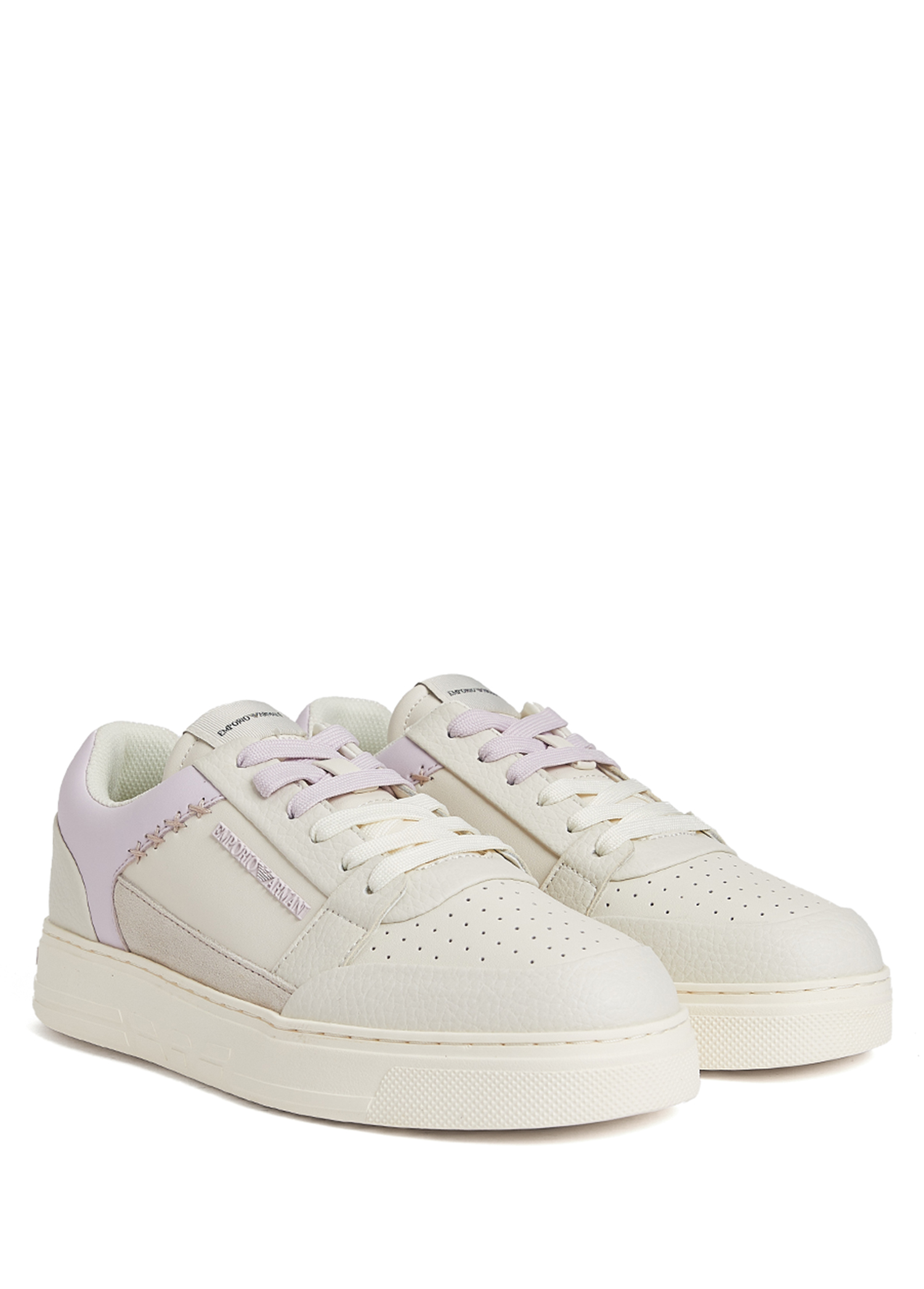 Women s Leather Sneakers With White Lilac Logo